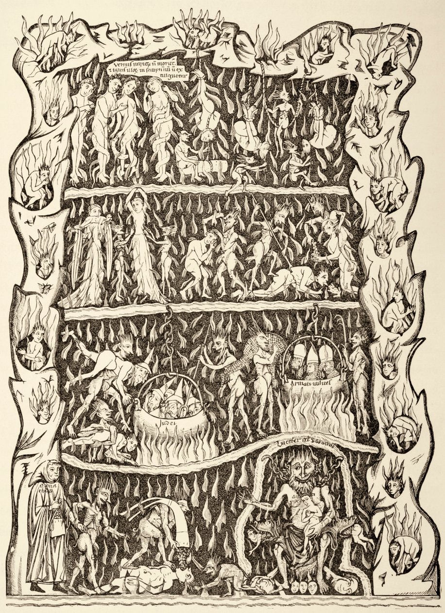 The Torments of Hell, from a Miniature in a 12th Century Manuscript ...