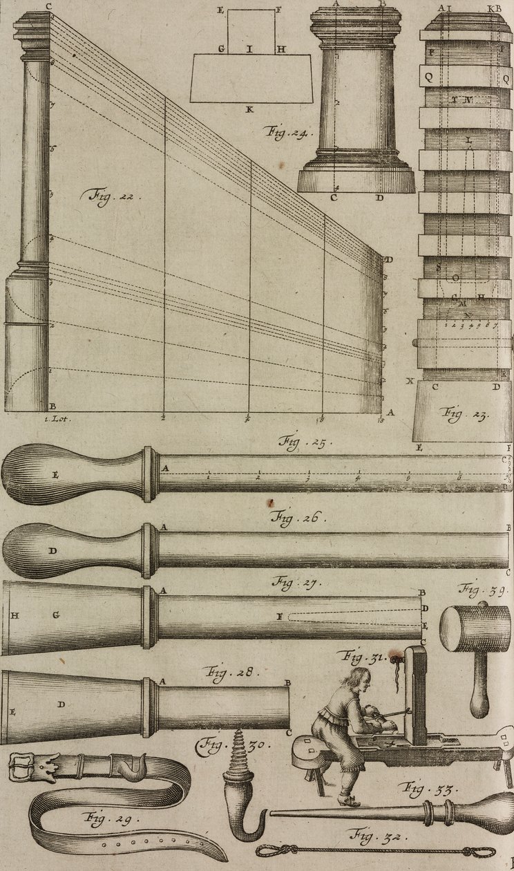 Launch Tubes for Rockets and Loading Tools, Engraving from Grand Art of ...