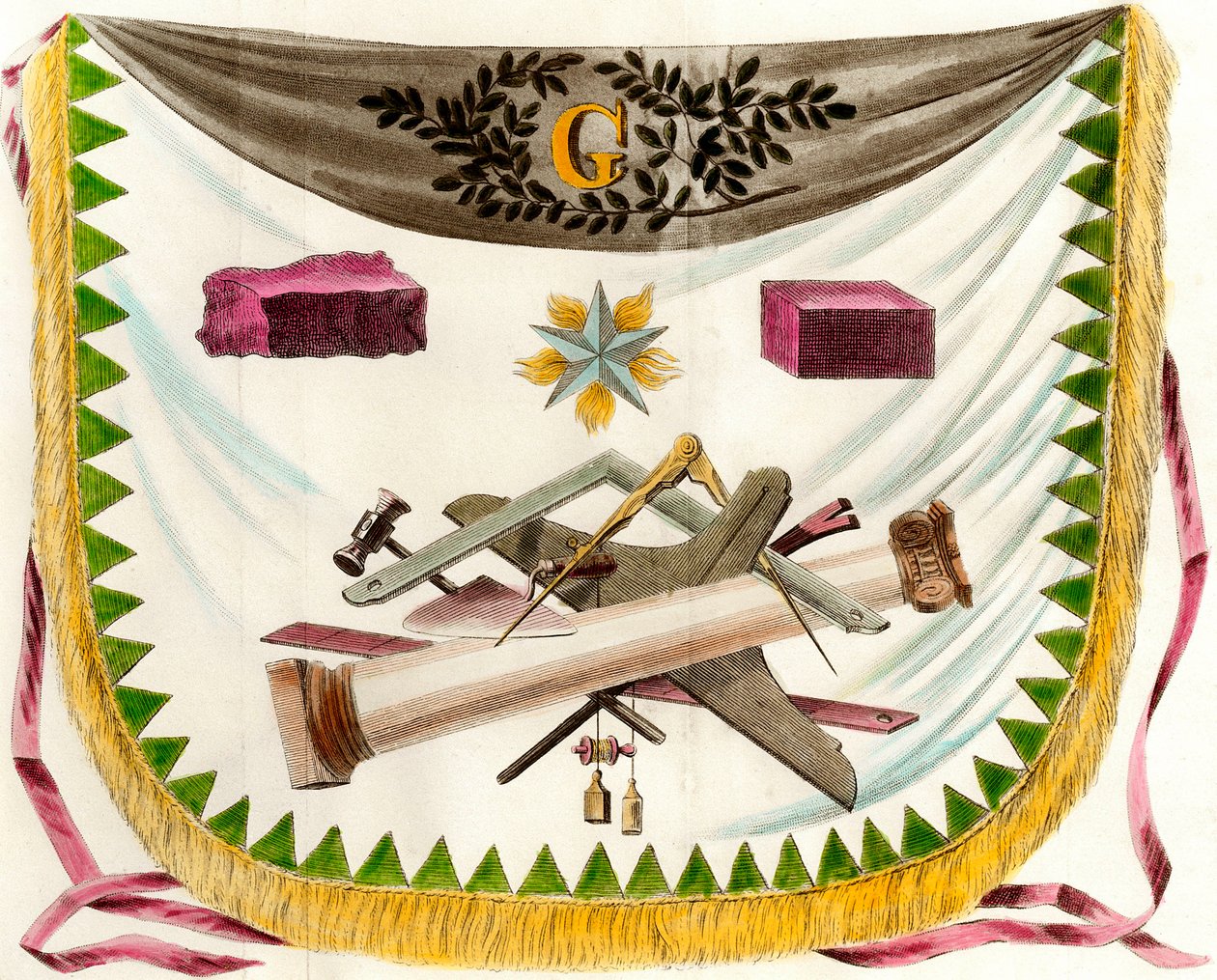 Masonic Apron Depicting Symbols of Freemasonry