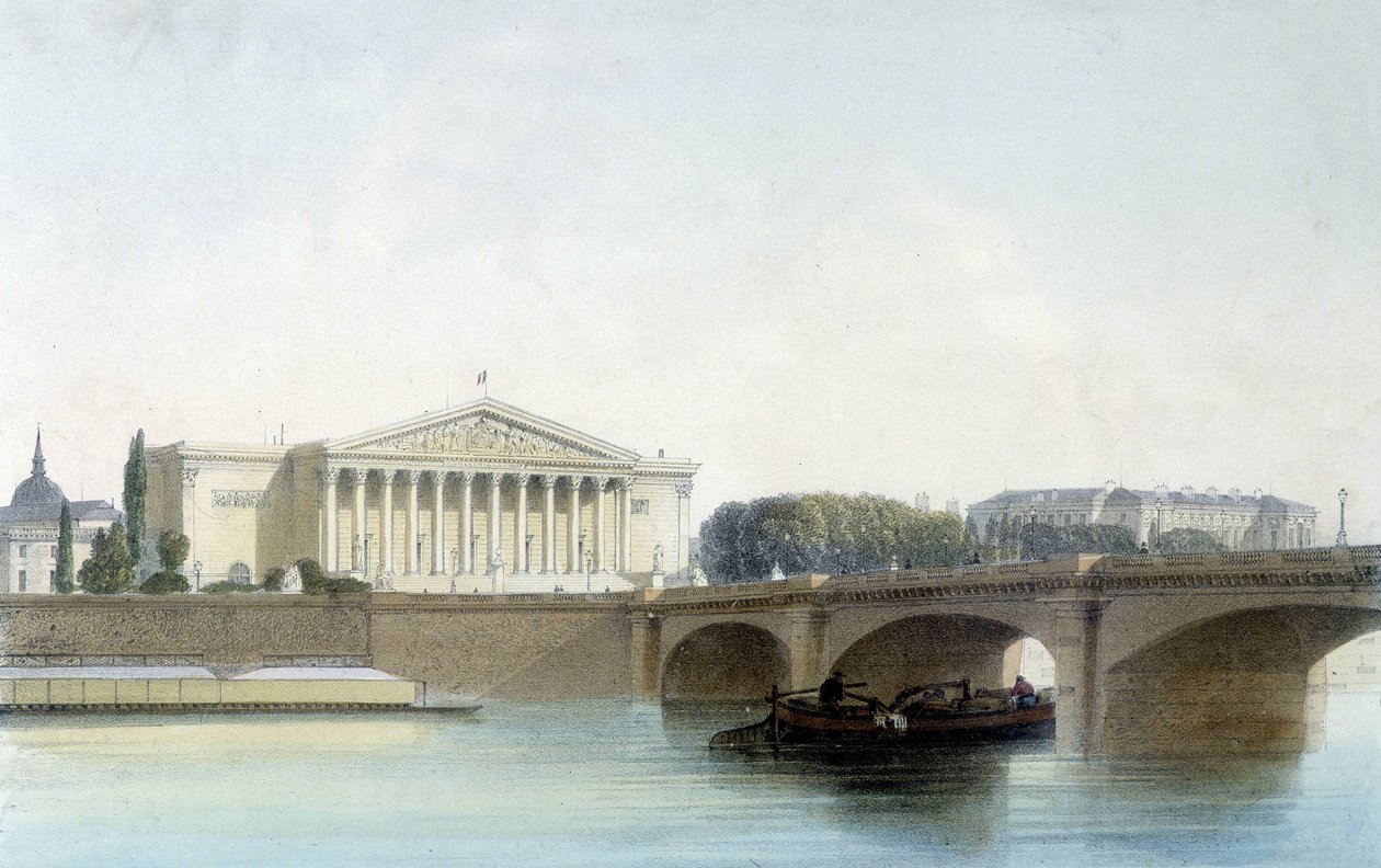 Pont de la Concorde, Lithograph of Aubrun, 19th Century