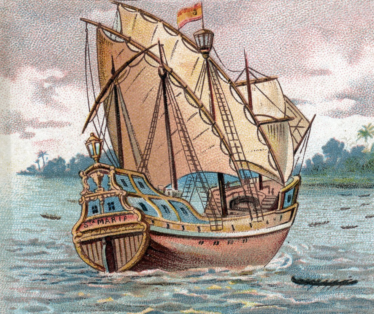 Caravel Sailing Ships Spanish Caravels, 19th Century. The