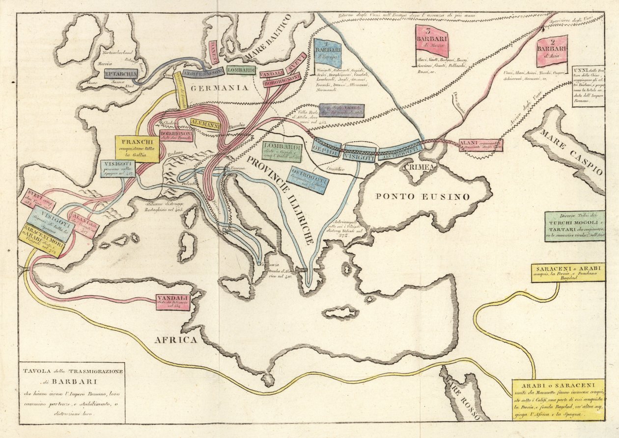 What Barbarian Tribes Invaded Rome Map Showing The Various Barbarian