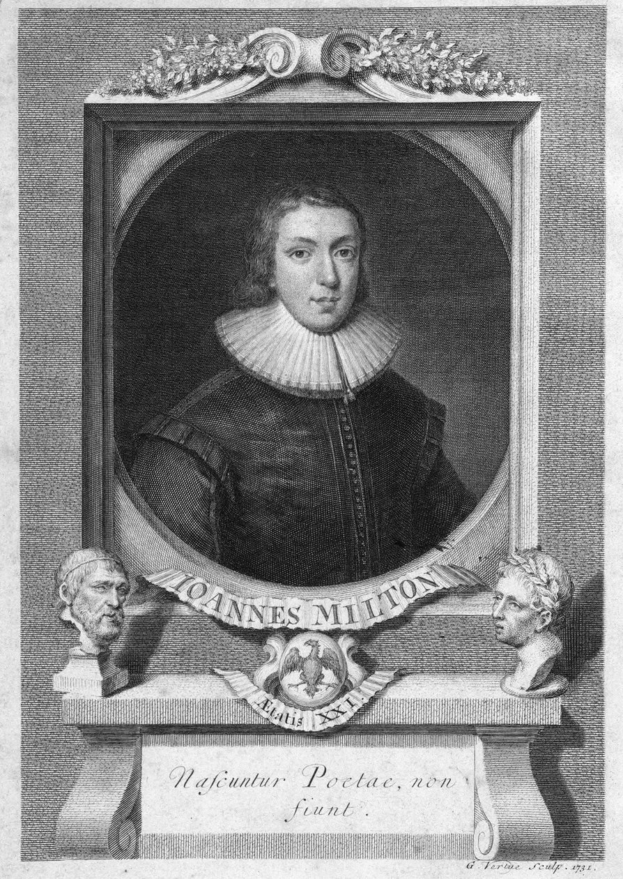 John Milton Portrait Portrait Of Young John Milton Print (1608 1674).