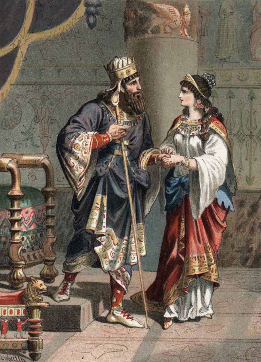 Portrait of Xerxes I, Achaemenid King of Persia (519-465 BC) with his wife Amestris