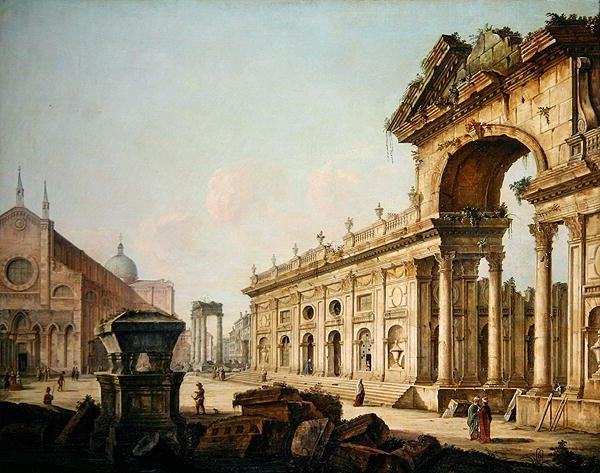 Imaginary View with Triumphal Arch by Venetian School