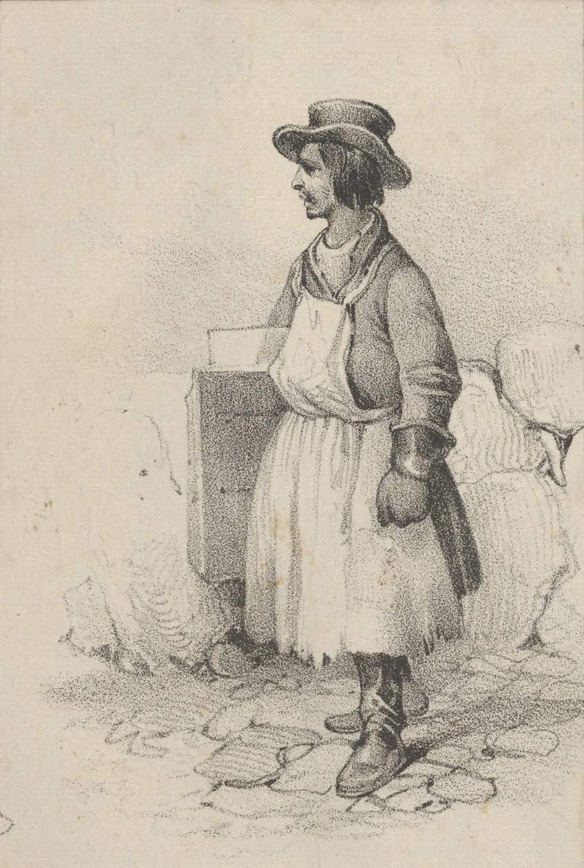 Man wearing an apron and a hat by Victor Adam