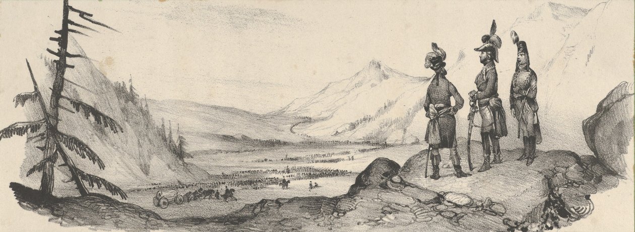 Three Soldiers in a Landscape by Victor Adam