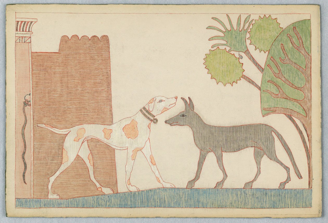 The Dog and the Wolf, Illustration for Aesop's Fables