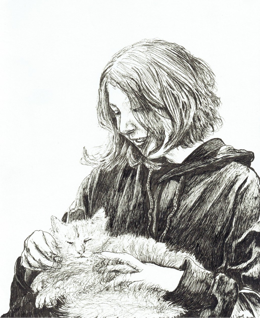 Girl and Cat by Vincent Alexander Booth: Fine art print