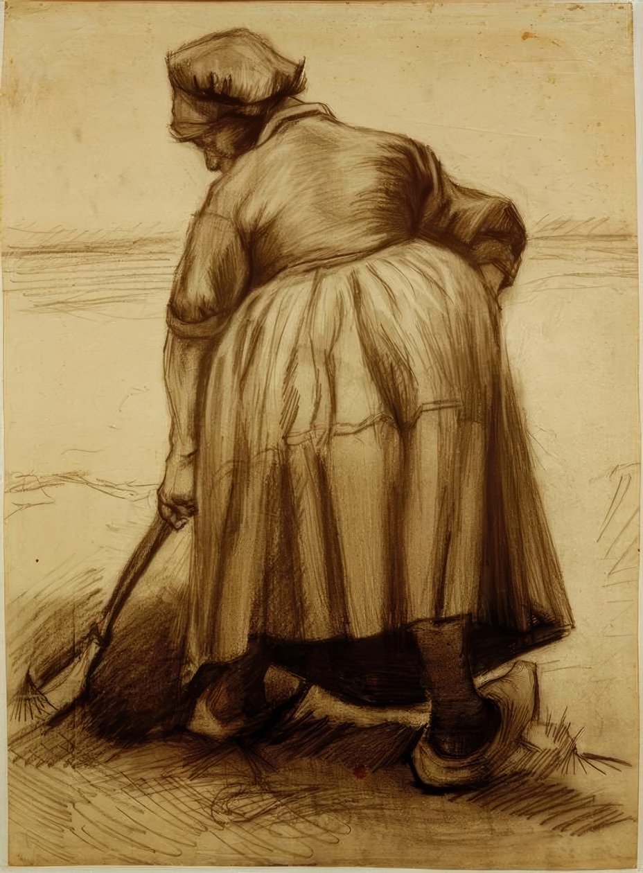 Peasant Woman Digging by Vincent van Gogh: Fine art print