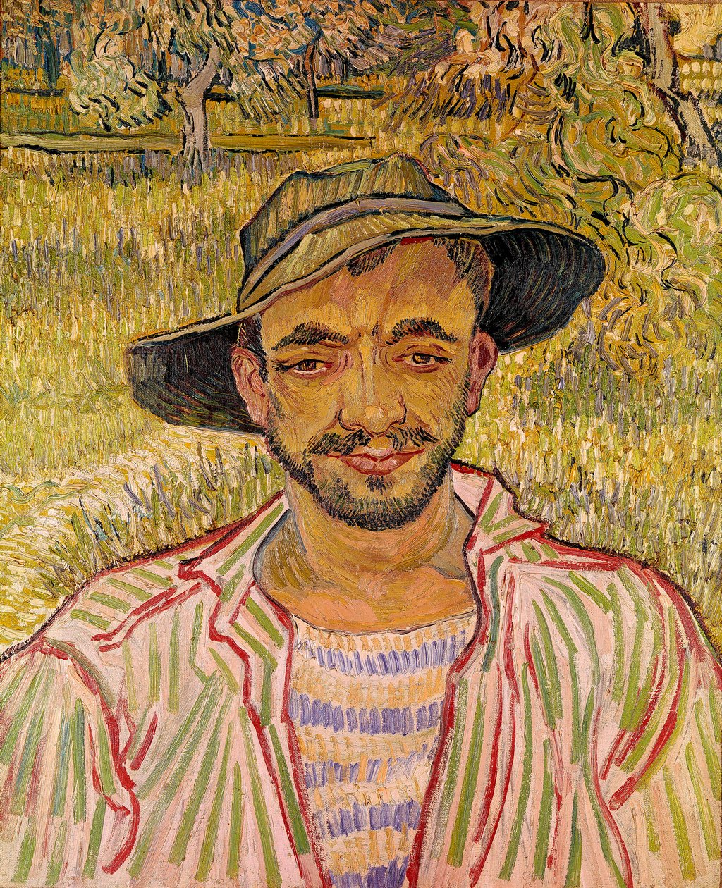 Bust of Peasant Face with Straw Hat. Painting by Vincent Van Gogh (1853 ...