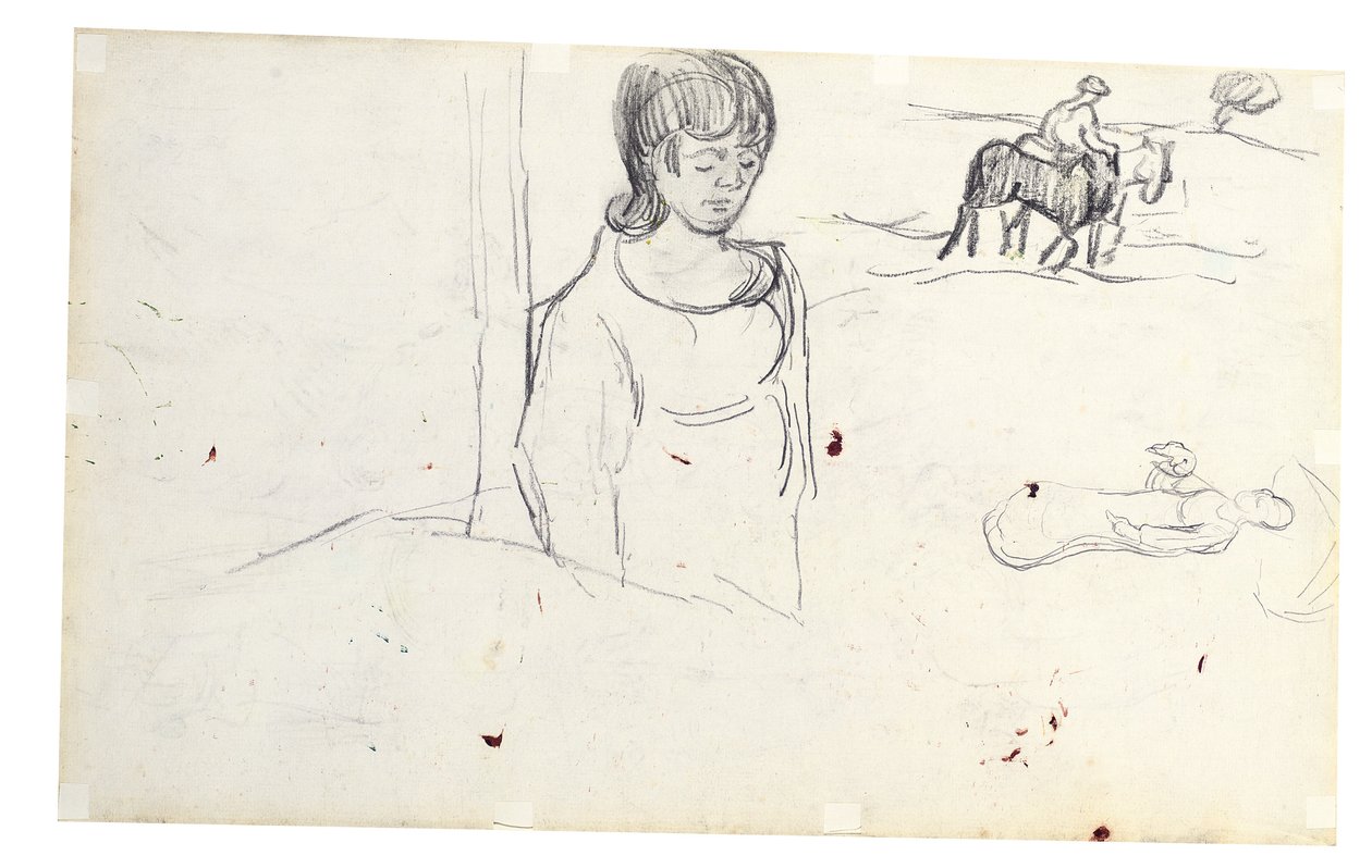 Studies of Woman and Peasant Landscape by Vincent van Gogh