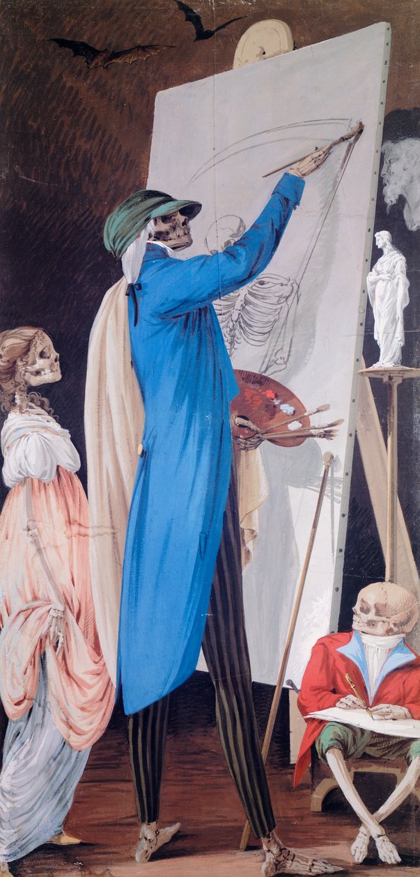 Painter and His Wife with Dwarf (from Cycle of Scenes of Living Skeletons)