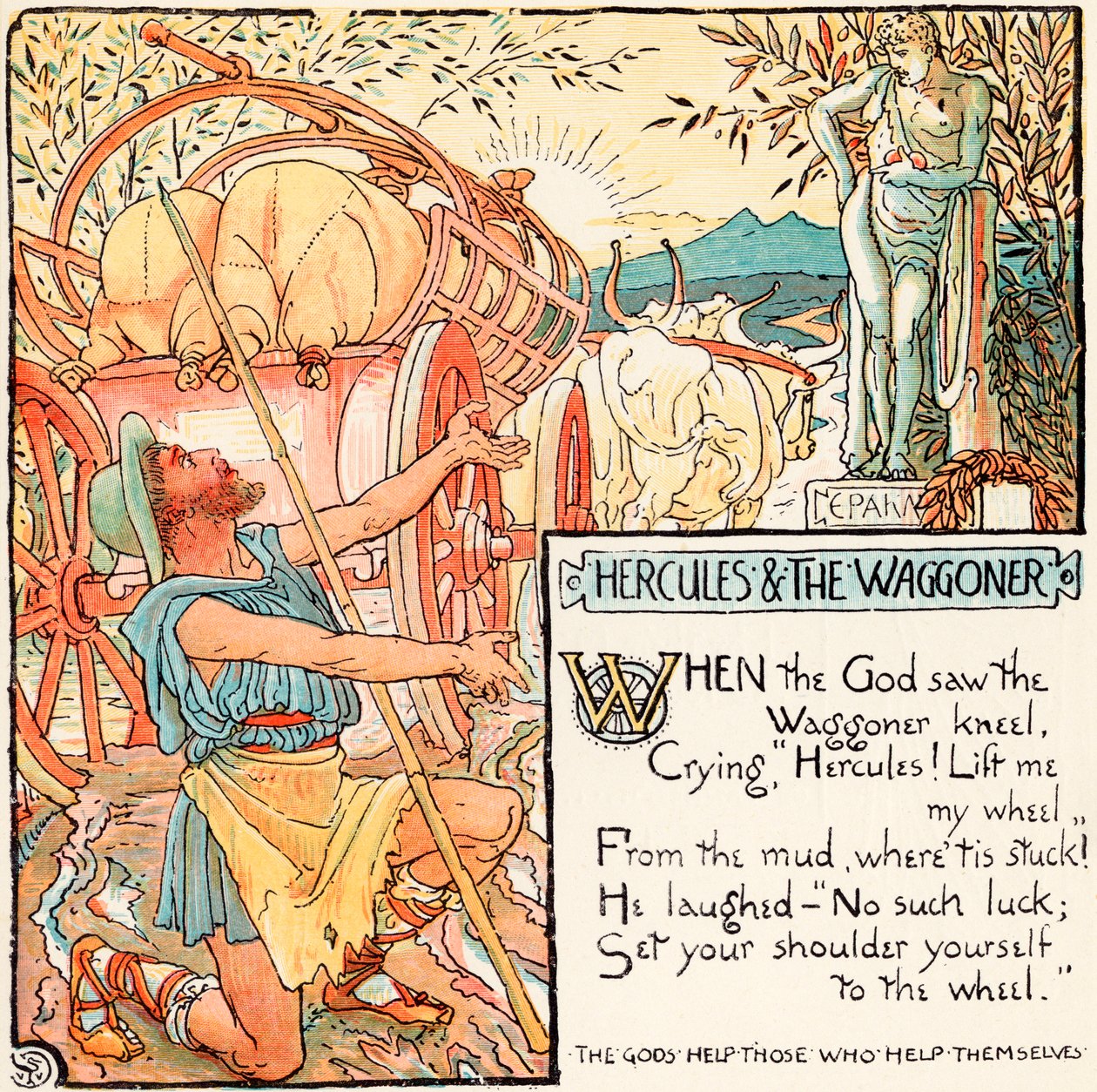 Hercules and the Waggoner, illustration from 'Baby's Own Aesop ...