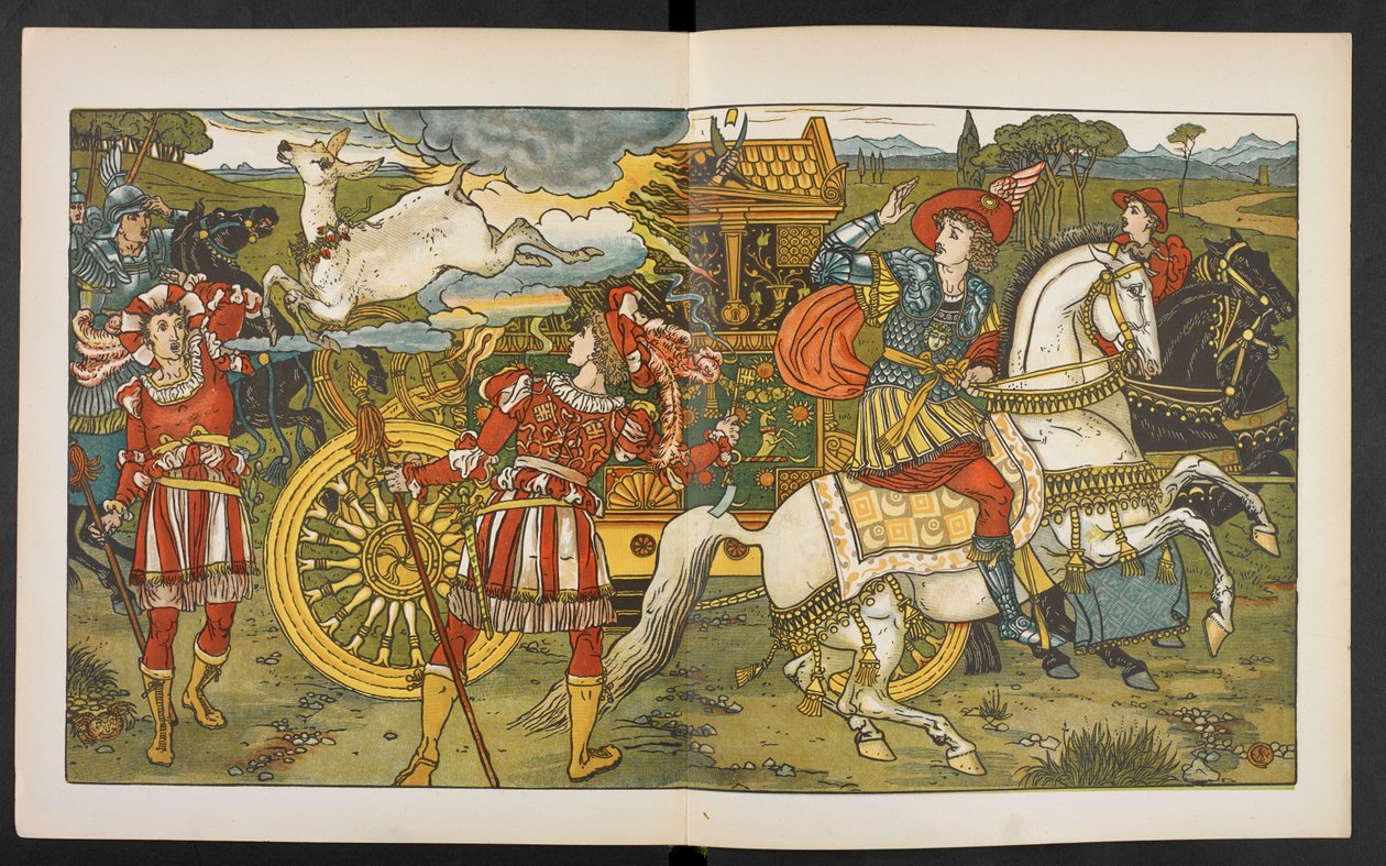 Illustration for the Hind in the Wood by Walter Crane