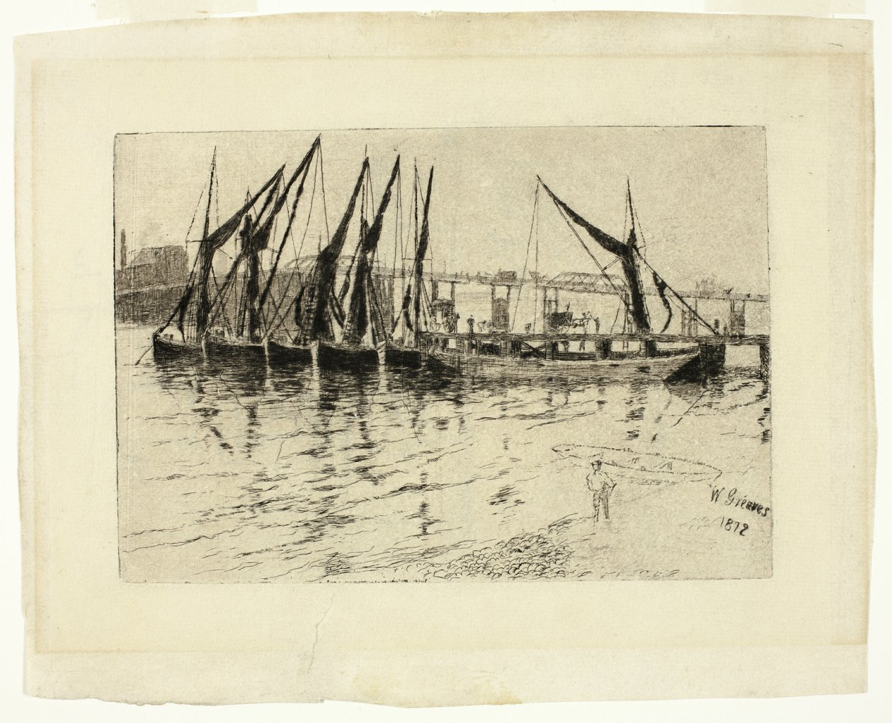 Coal Barges Unloading; Sketch of a Building