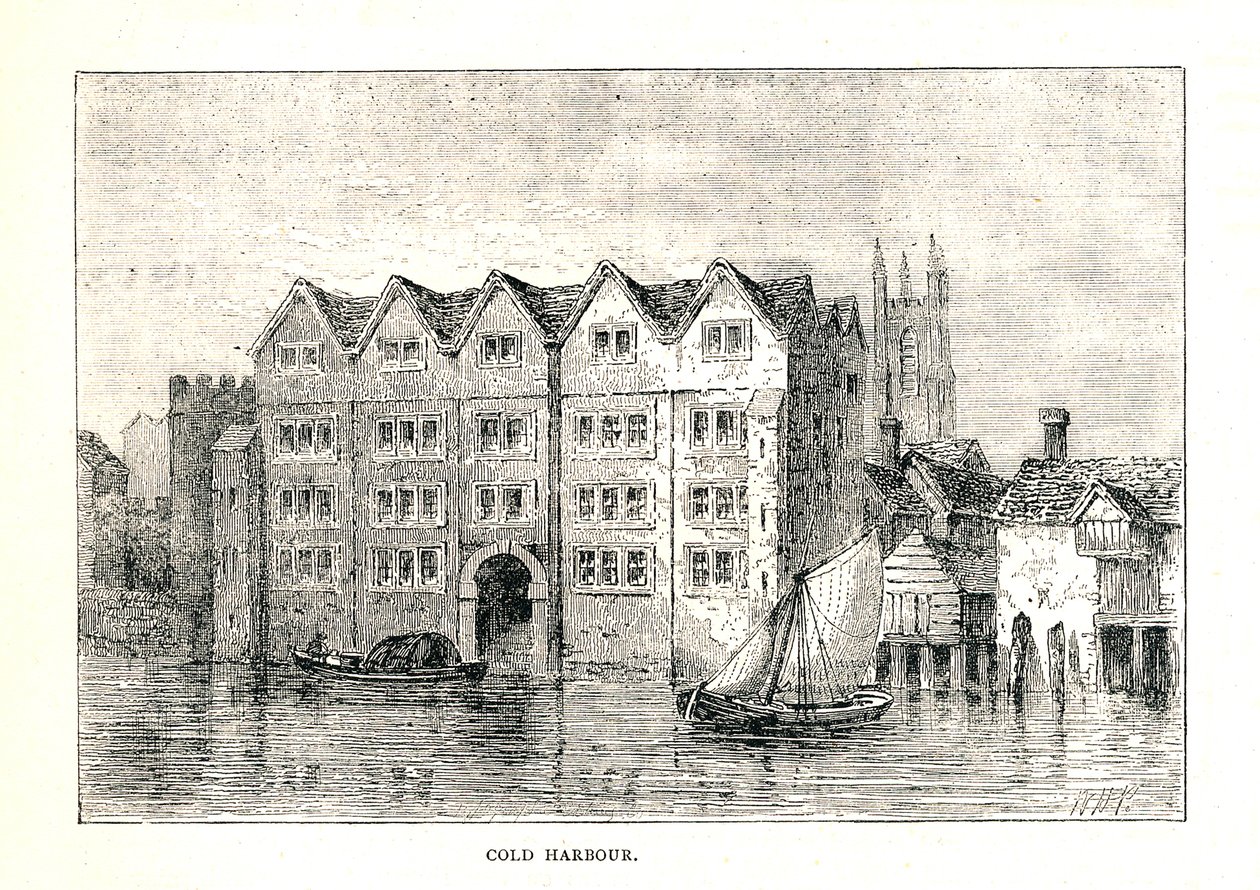 Cold Harbour. Medieval Mansion House North Bank of Thames above London ...