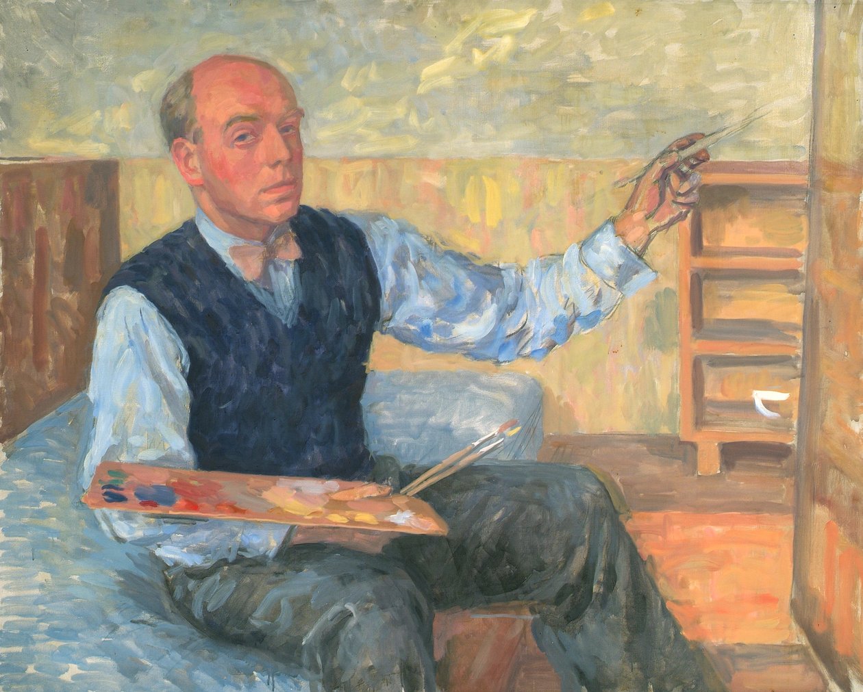 Self-Portrait with Palette and Brush by Walther Gamerith