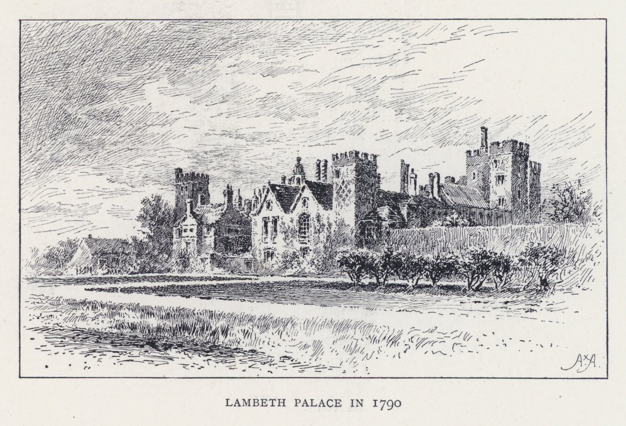 Lambeth Palace in 1790 by William Alexander Ansted