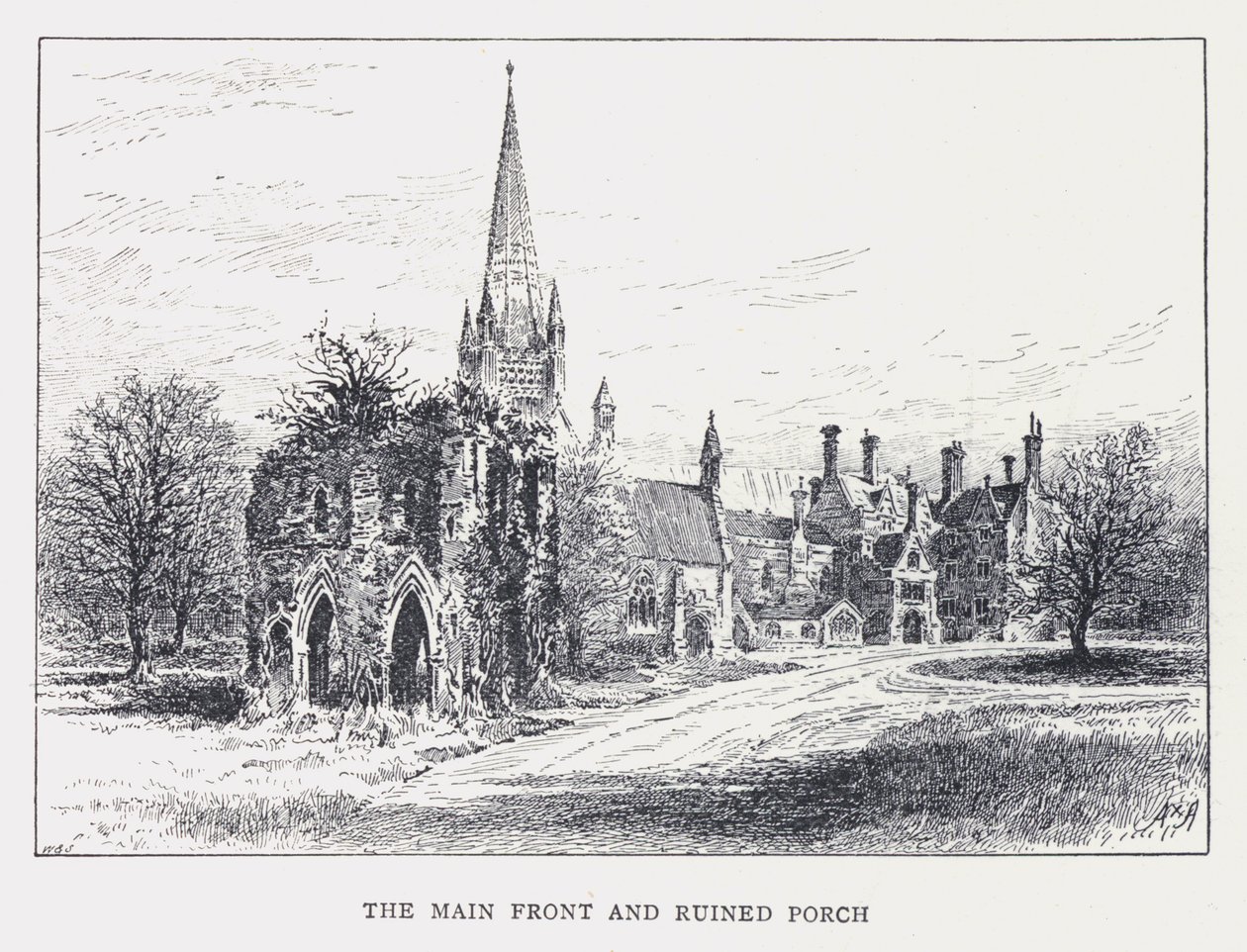 The Main Front and Ruined Porch by William Alexander Ansted