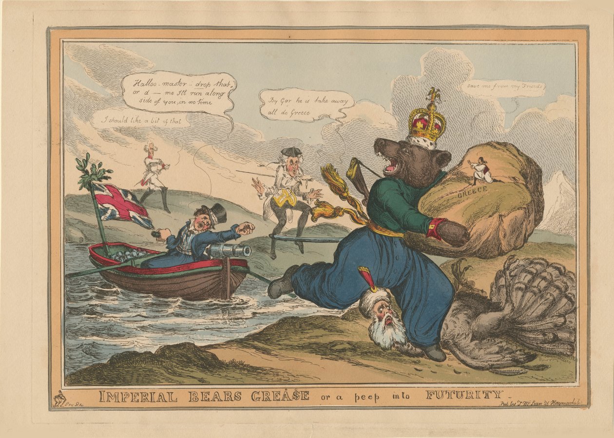 Imperial Bears Grease Greece or a peep into futurity. Caricature on the ...