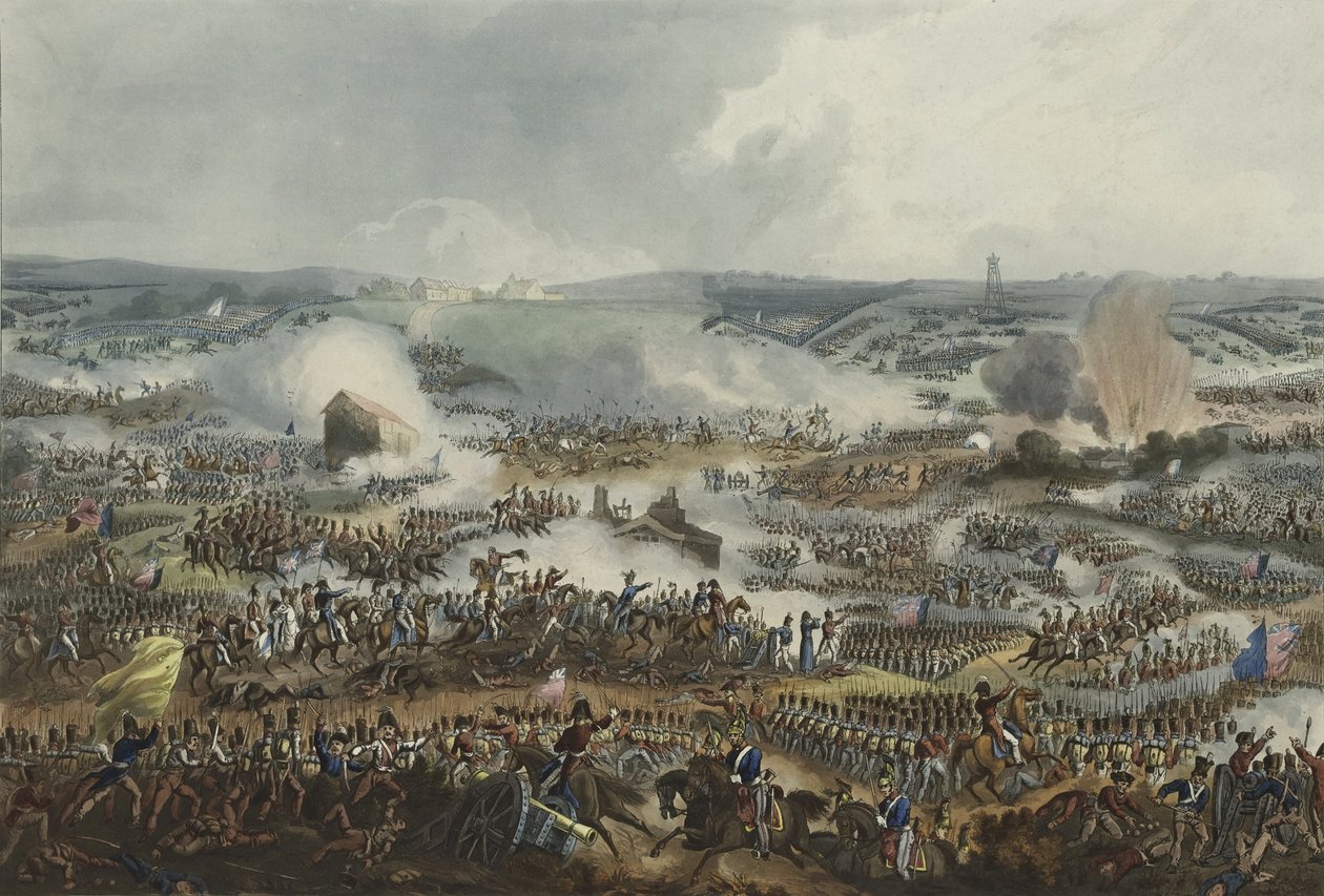 The Battle of Waterloo June 18th 1815, aquatint by Thomas Sutherland ...