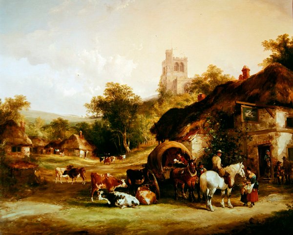 The Swan Inn (oil on panel) by William Joseph Shayer