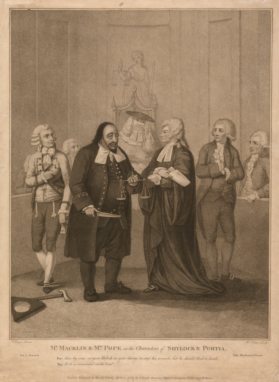 Mr. Macklin and Mrs. Pope in the Characters of Shylock and Portia