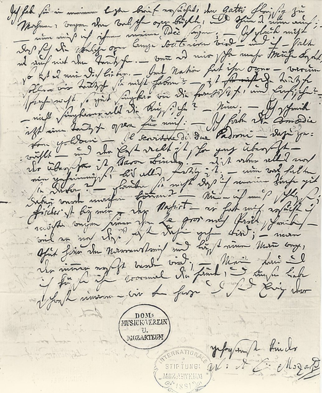 Autograph Letter by Wolfgang Amadeus Mozart