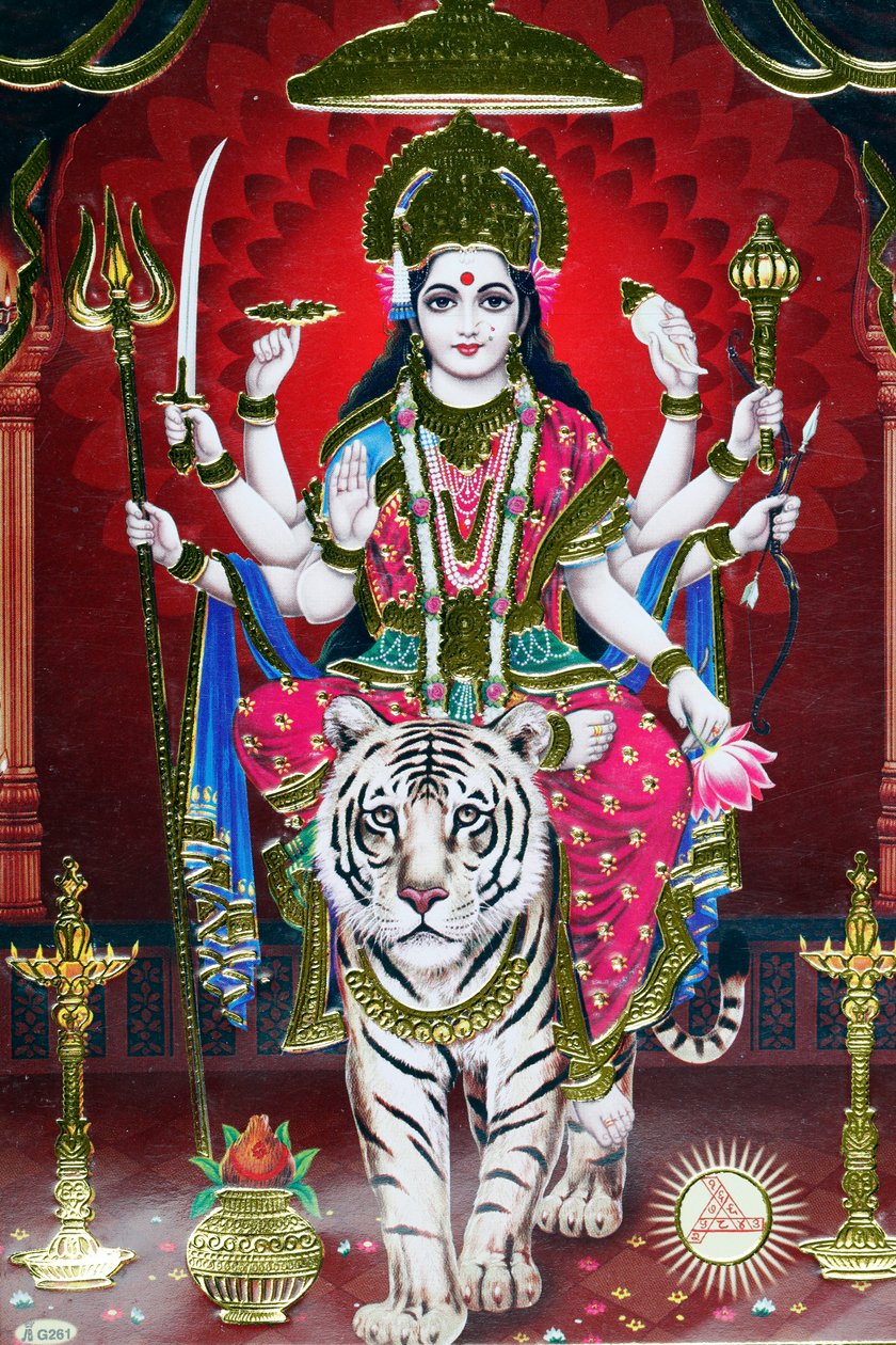 Durga Hindu God Stunning Maa Durga Photo Frame,immaculate Wooden Frame