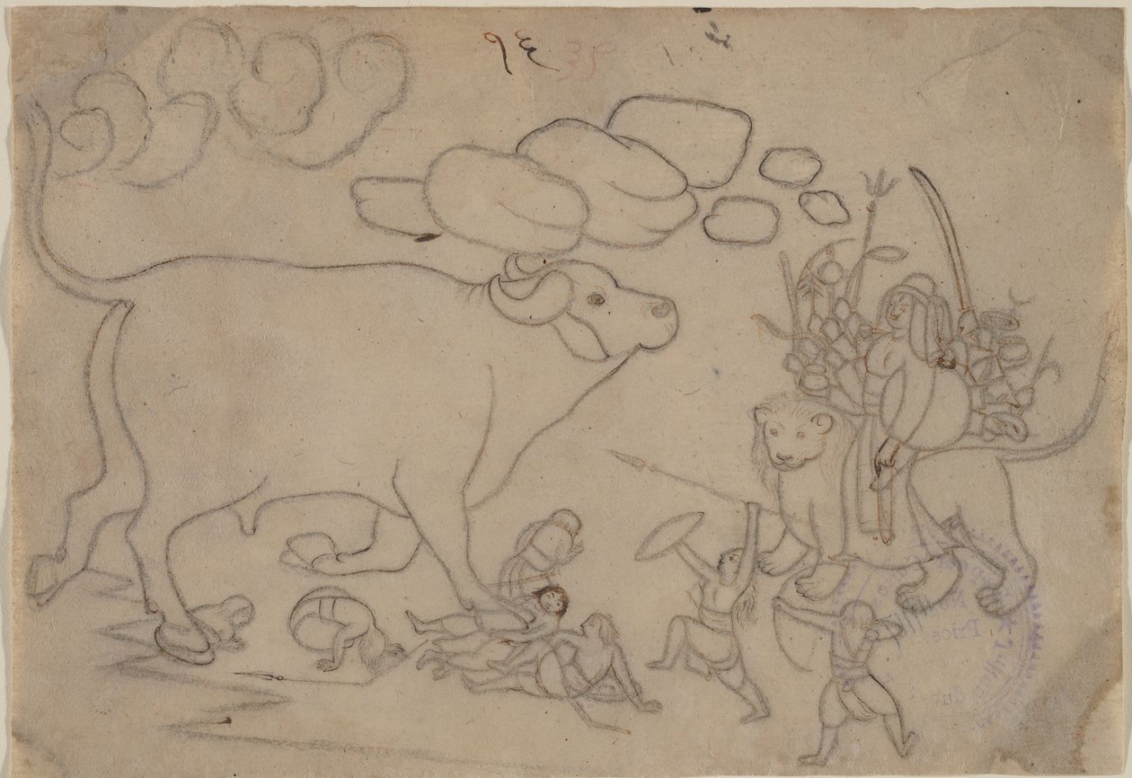 Durga Confronts the Buffalo Demon Mahisha: Scene from the Devi Mahatmya