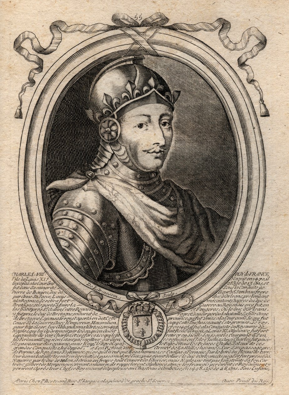 Portrait of Charles VIII (1470-1498) King of France - Engraving from ...