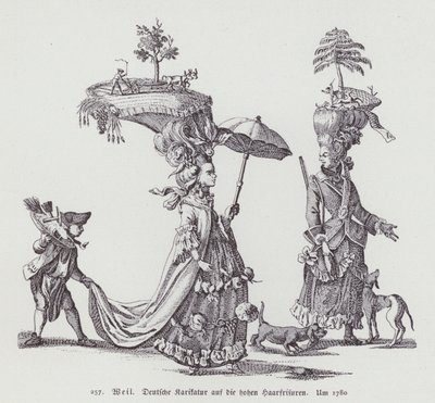 German Cartoon Lampooning Women's Hairstyles of the Time