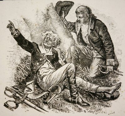 General Herkimer, wounded and directing battle at the Battle of Oriskany