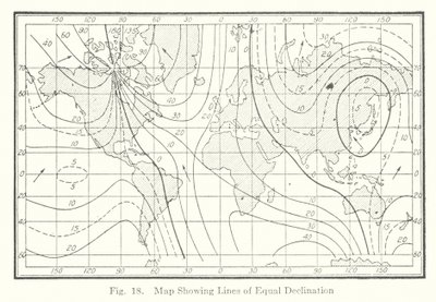 Map Showing Lines of Equal Declination by American School
