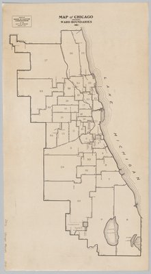 Map of Chicago Showing Ward Boundaries by American School