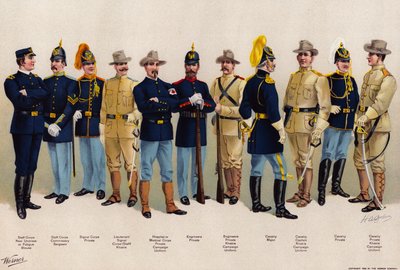 US Army, uniforms, 4 Cavalry, 2 Engineers by American School