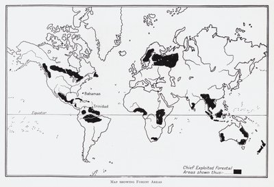 Map showing forest areas by English School: Fine art print