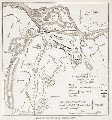 Plan of the Attack on Seringapatam, Illustration from Cassell's ...