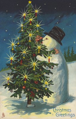 Snowman and Christmas Tree Kissing by English School