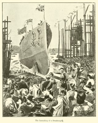 The Launching of a Dreadnought by English School
