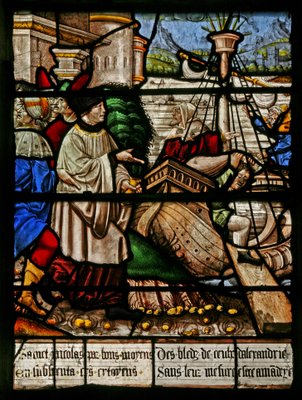 Window w3 depicting St Nicholas: obtaines wheat for the citizens of ...