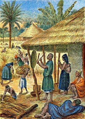 Village in Sudan, c.1900-1910 (illustration) by G. Dascher