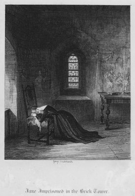 Jane imprisoned in the Brick Tower by George Cruikshank