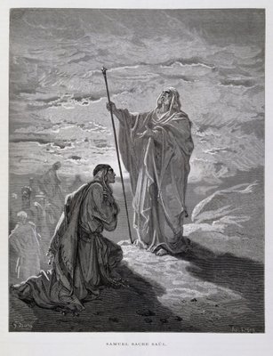 Samuel Anoints Saul as First King of Israel (Illustration from the Dore ...