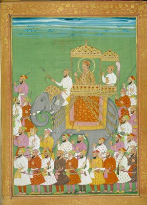 Sultan Akbar Rides on an Elephant with the Court of Shah Alam