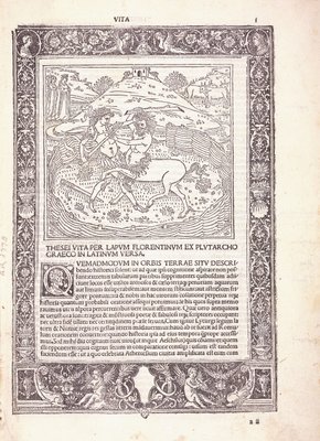 An illustrated page from a Latin edition of Plutarchus' 'Parallel Lives ...