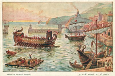 Ancient Roman port and ships by J. Williamson