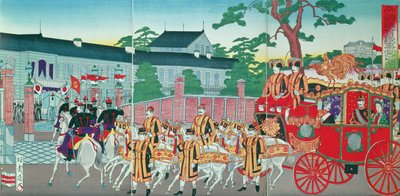 The Emperor Mutsuhito (1852-1912) Returning to His Palace in Tokyo ...