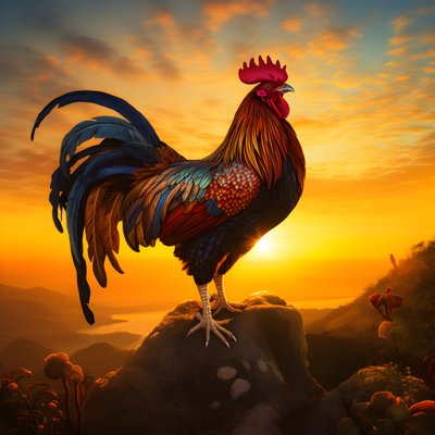 Rooster Crowing Sunrise
